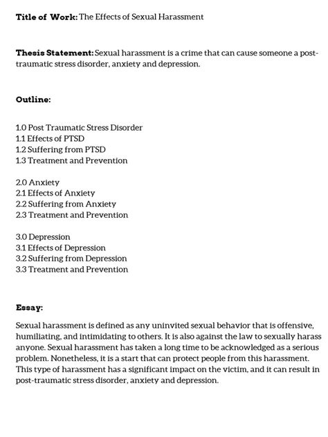 The Effects Of Sexual Harassment Pdf Anxiety Disorder Major