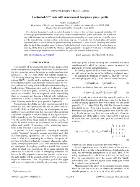 Pdf Controlled Not Logic With Nonresonant Josephson Phase Qubits