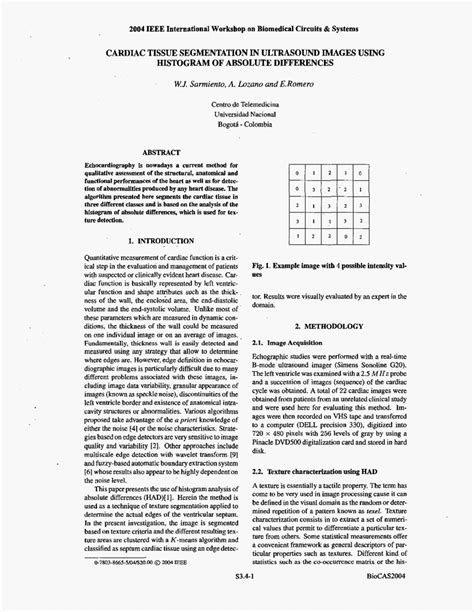 Pdf Cardiac Tissue Segmentation In Ultrasound Images Using Histogram Of Absolute Differences