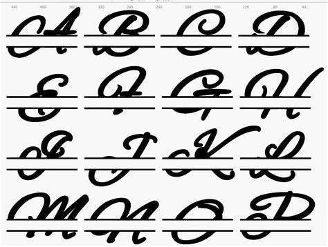 Split Monogram Alphabet SVG DXF PNG Split Monogram Frame Etsy