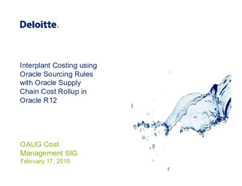 Pdf Interplant Costing Using Oracle Sourcing Rules With Oracle Supply Chain Cost Rollup In