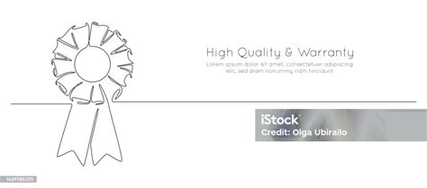 수상자 상 배지와 메달의 연속 라인 그리기 프리미엄 품질의 제품과 높은 보증 개념과 간단한 선형 스타일로 승인 된 선택 편집 가능한 스트로크 낙서 벡터 일러스트 레이 션