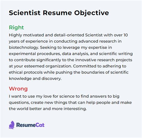 Top 16 Scientist Resume Objective Examples Resumecat