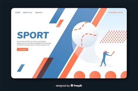 현대 스포츠 방문 페이지 템플릿 무료 벡터