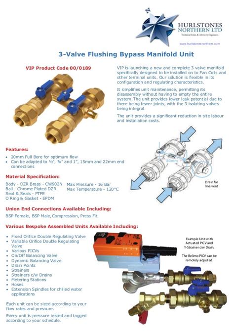 3 Valve Flushing Bypass Manifold Unit Hurslstones Header And Footer
