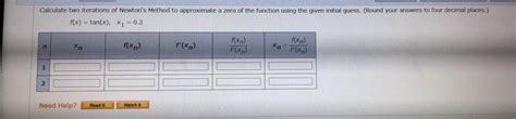 Solved Calculate Two Iterations Of Newton S Method To Chegg
