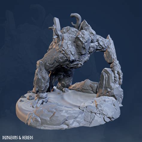 3d Printable Earth Elemental Elemental Monster Monsters