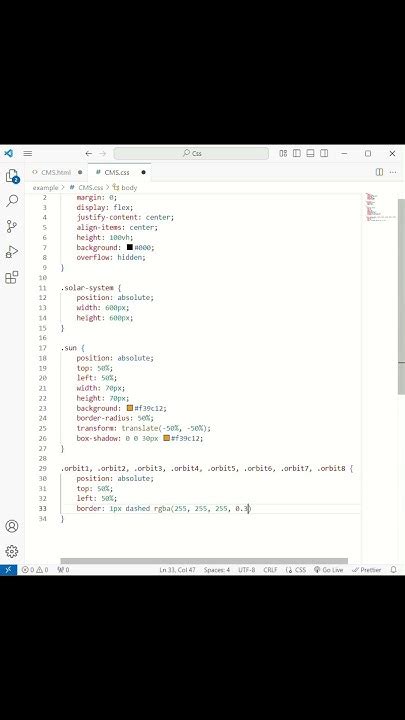 Animated Solar System Html And Css Web Devlopment Shorts Youtube