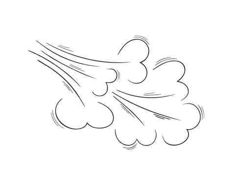 색 바탕에 고립된 어리 스타일의 연기 먼지 아이콘으로 바람을 불어넣은 손으로 그린 효과 공기 흐름 스케치 바람 회전 터 윤 일러스트 프리미엄 벡터