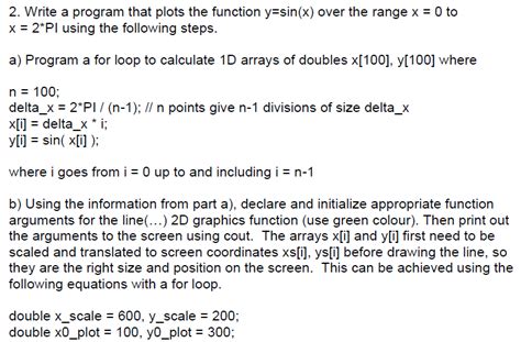 2 write a program that plots the function y sin x