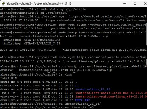 acceso a oracle 21c desde linux ubuntu server 24 proyecto a
