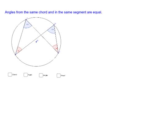 Angles In The Same Segment GeoGebra