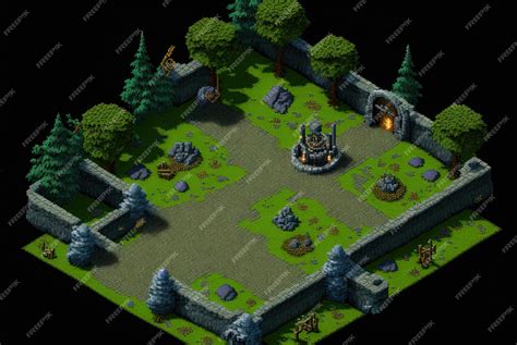 premium ai image pixel art fantasy rpg game map isometric map top