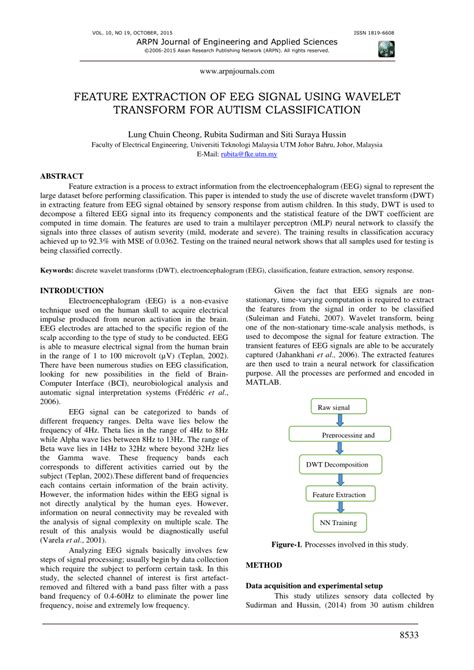 Pdf Feature Extraction Of Eeg Signal Using Wavelet Transform For