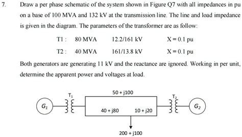 Draw A Per Phase Schematic Of The System Shown In Figure Q With All Impedances In Pu On A