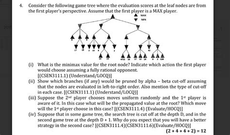 Solved Consider The Following Game Tree Where The Evaluation