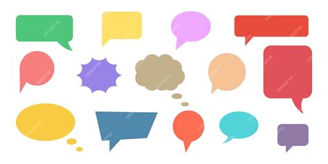 흰색 바탕에 화려한 연설 거품 세트입니다 대화 채팅 말풍선 프리미엄 벡터