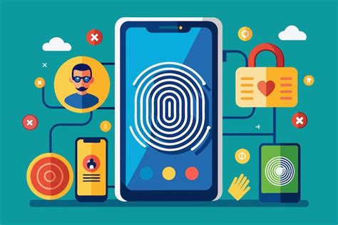 Premium Vector A Biometric Phone That Unlocks With Your Fingerprint Or Facial Recognition
