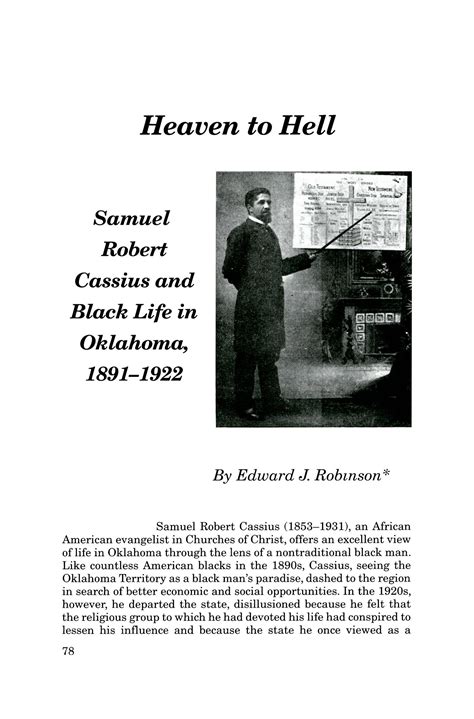 Heaven To Hell Samuel Robert Cassius And Black Life In Oklahoma 1891