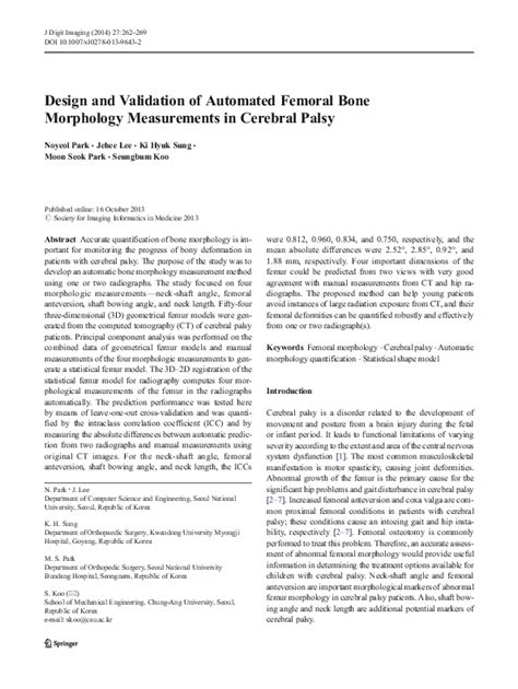 Pdf Design And Validation Of Automated Femoral Bone Morphology Measurements In Cerebral Palsy