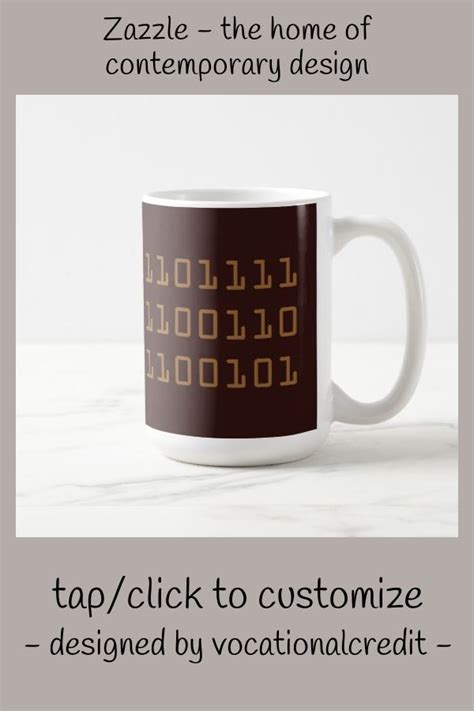 Coffee Written In Binary Code Mug Brown Coffee Mug Zazzle Mugs