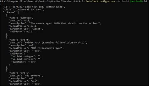 action powershell cmdlets retrieve action parameters