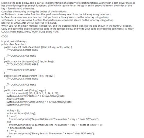 solved examine the code below it is a partial