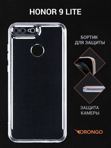 Чехол для Honor 9 Lite прозрачный, с защитой камеры / Хонор 9 Лайт ...