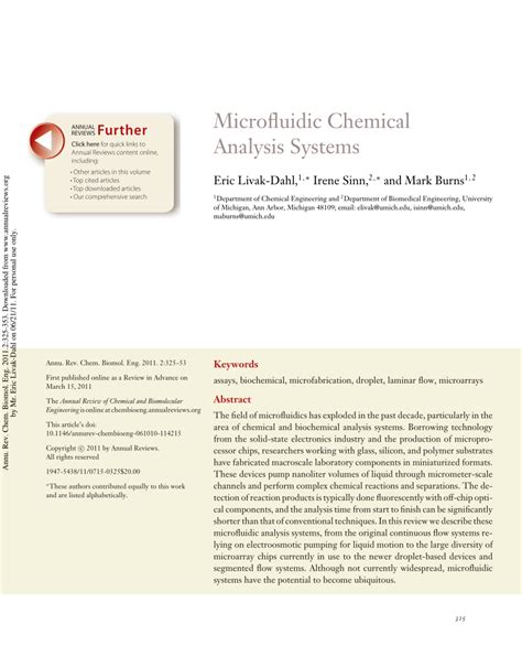 Pdf Microfluidic Chemical Analysis Systems