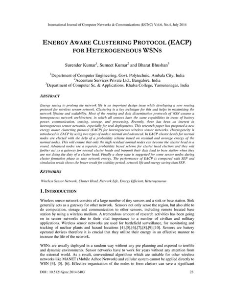 Energy Aware Clustering Protocol Eacp Pdf
