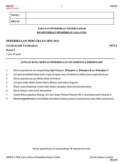 Add Math Sabah K2 2023 Pdf Metode And Bahan Ajar