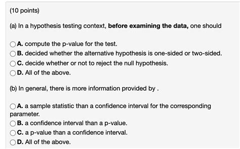 Solved 10 Points A In A Hypothesis Testing Context Chegg Com