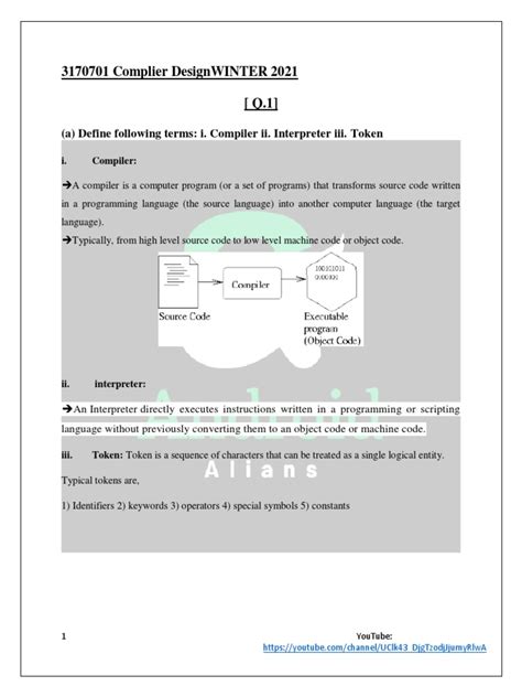 Cd Winter 2021 Solution Pdf Compiler Code