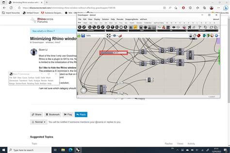 minimizing rhino window without affecting grasshopper grasshopper