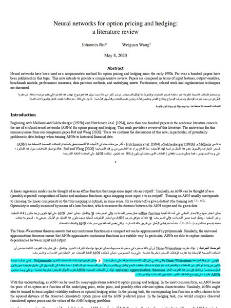 Neural Networks For Option Pricing And Hedging A Literature Review Pdf
