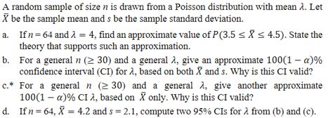 Solved A Random Sample Of Size N Is Drawn From A Poisson Chegg