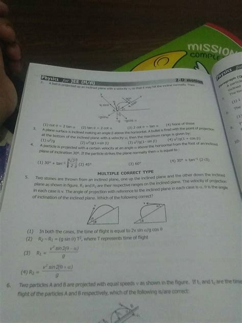 a particle is projected with a certain velocity at an angle alpha above