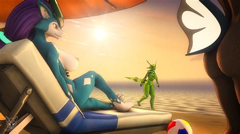 Rule 34 169 3d Artwork Ambiguous Gender Anthro Ass Beach Blue Body