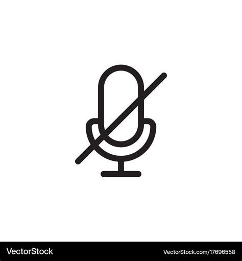 Line Microphone Mic Mute Icon On White Background Vector Image