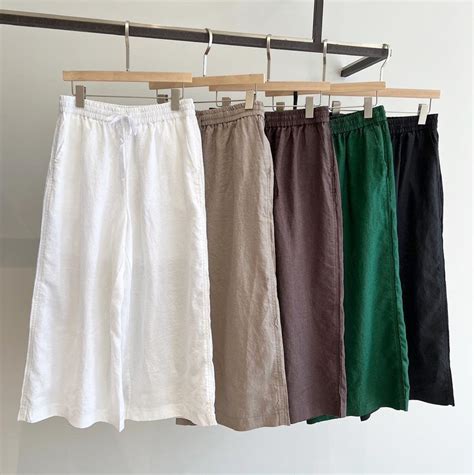 여름 바지 데일리룩 여성 린넨100 밴딩 일자 통바지5컬러 77사이즈