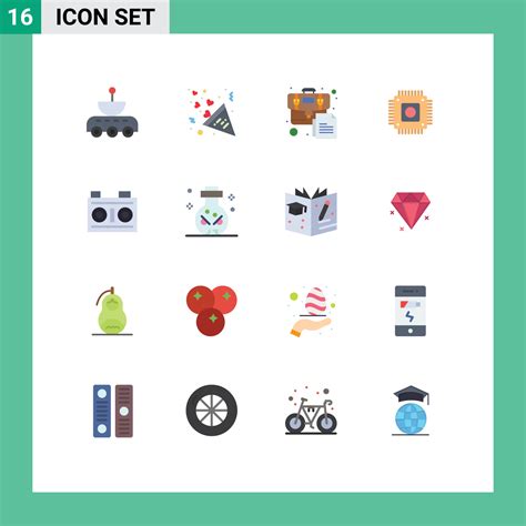Set Of 16 Modern Ui Icons Symbols Signs For Camera Microchip Love Hardware Document Editable