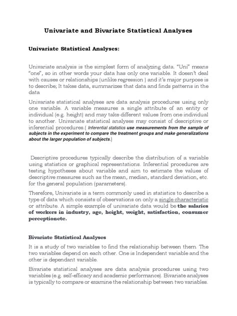 Univariate And Bivariate Statistical Analysespdf Pdf Statistics