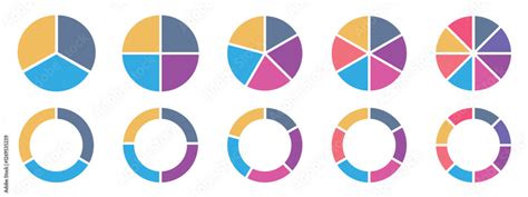 Pie Chart Color Icons Pie Chart Sign Circle Section Graph Wheel Round Diagram Parts Pie
