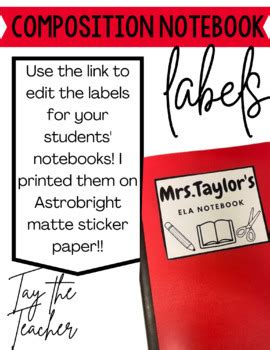 Editable Notebook Labels Template By Tay The ELA Teacher TPT