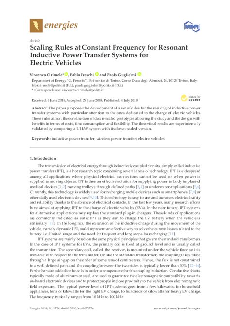 Pdf Scaling Rules At Constant Frequency For Resonant Inductive Power Transfer Systems For