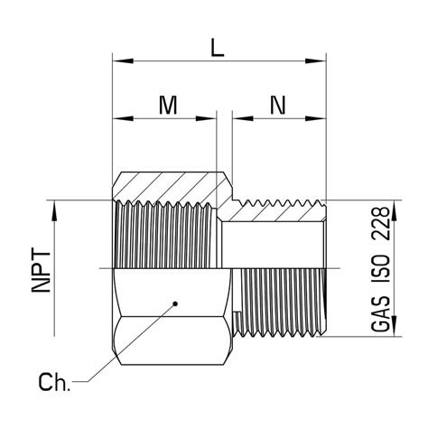 765023 Nipplo Femmina Npt X Maschio Iso 228 Gas Cilindrico 4g Ghidini