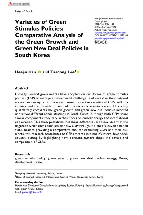 Pdf Varieties Of Green Stimulus Policies Comparative Analysis Of The