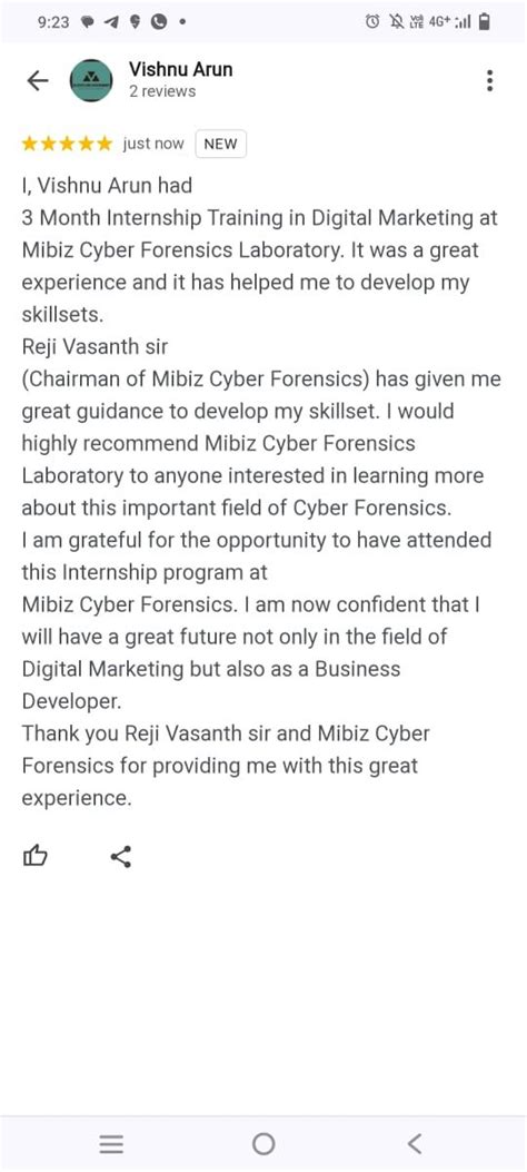 Vishnu Arun On Linkedin Finished My Internship As A Digital Marketing