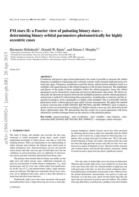pdf fm stars ii a fourier view of pulsating binary stars