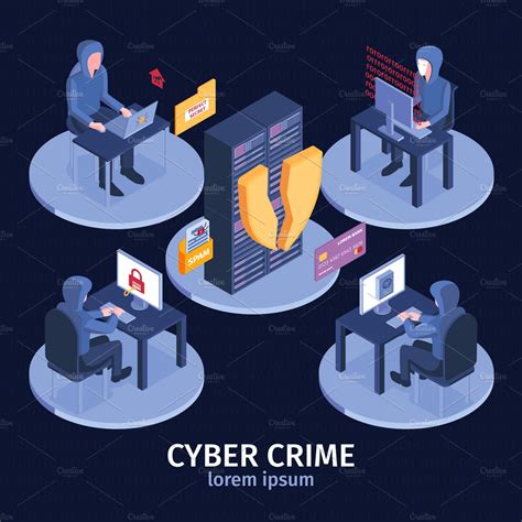 isometric hacker composition decorative illustrations ~ creative market